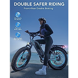 MULTIJOY Electric Bike for Adults,Upgraded 48V 20Ah Removable Battery,750W Powerful Motor & 26'' Kenda Fat Tire Electric Bicycle with Aluminum Rack Snow Beach Mountain Ebike Shimano 7-Speed(White)