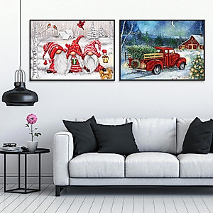 GESOON 2 Pack 5D Diamond Painting Kits for Adults,Chrismas DIY Diamond Art Kits with Round Full Drill Diamonds Paintings Gem Art for Home Wall Decoration Gift 12X16 Inch (2 Pack Diamond Painting)