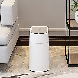 TOWNEW T3 Slim 3.4-Gallon Smart Trash Can with Automatic Open Lid | Diaper Pail | Self-Sealing | Self-Changing| Rechargeable, White, Small