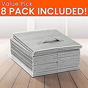 Storage Cubes, 11 Inch Cube Storage Bins (Set of 8), Fabric Collapsible Storage Bins with Dual Handles, Foldable Cube Baskets for Shelf, Closet Organizers and Storage Box (Grey)