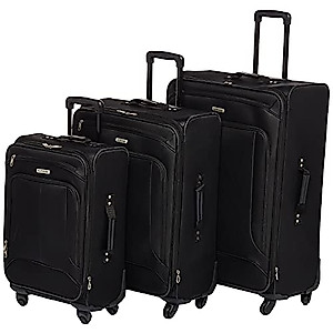 American Tourister Pop Max Softside Luggage with Spinner Wheels, Black, 3-Piece Set (21/25/29)