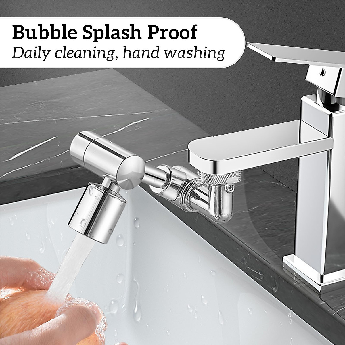 Eagles 1440° Swivel Faucet, Universal Faucet Extender Faucet Aerator, Kitchen Sink Aerator, Multi-functional Robotic Arm Faucet, Faucet Extension Replacement Part for Kitchen, Bathroom (1pack)