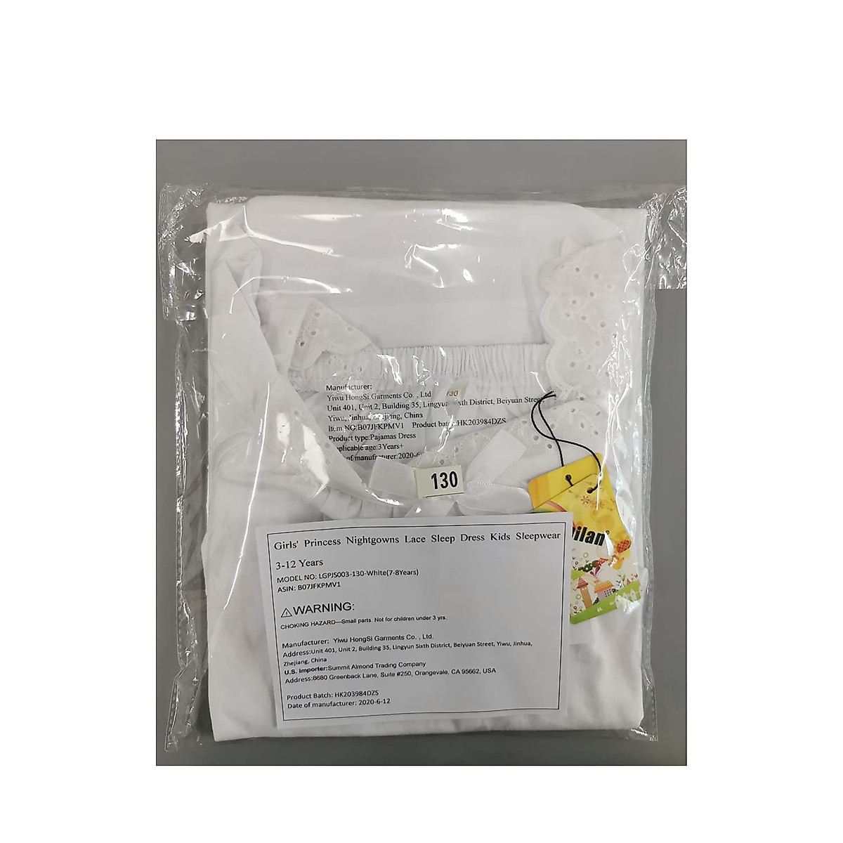 PUFSUNJJ Girls' Princess Nightgowns Lace Sleep Dress Kids Sleepwear 3-12 Years White