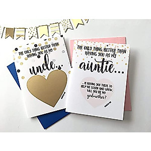 Will You Be My Godmother and Godfather Scratch Off Card Set of 2, Proposal Cards for Auntie and Uncle fron Niece Nephew (Auntie and Uncle Set)