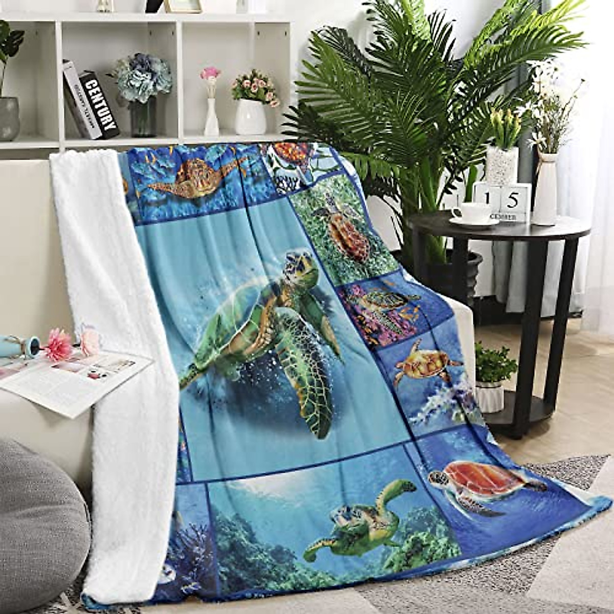 Turtle Blanket Adult Sea Turtle Blankets and Throws for Turtle Lovers Ocean Animals Coastal Throw Blanket for Teen Girls Women Soft Lightweight Flannel Gifts Blanket for Couch Sofa, 40''x50''