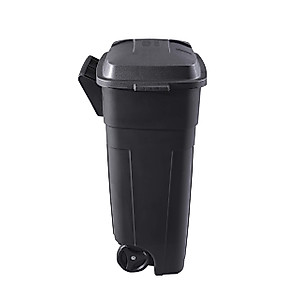 Rubbermaid Roughneck Heavy-Duty Wheeled Trash Can with Lid, 34-Gallon, Black, for Outdoor Use