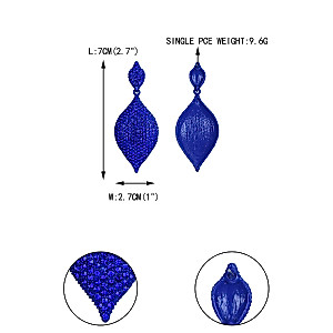 EVER FAITH Prom Ear Jewelry Rhinestone Crystal Rhombus Leaf Drop Pierced Earrings Royal Blue Blue-Tone