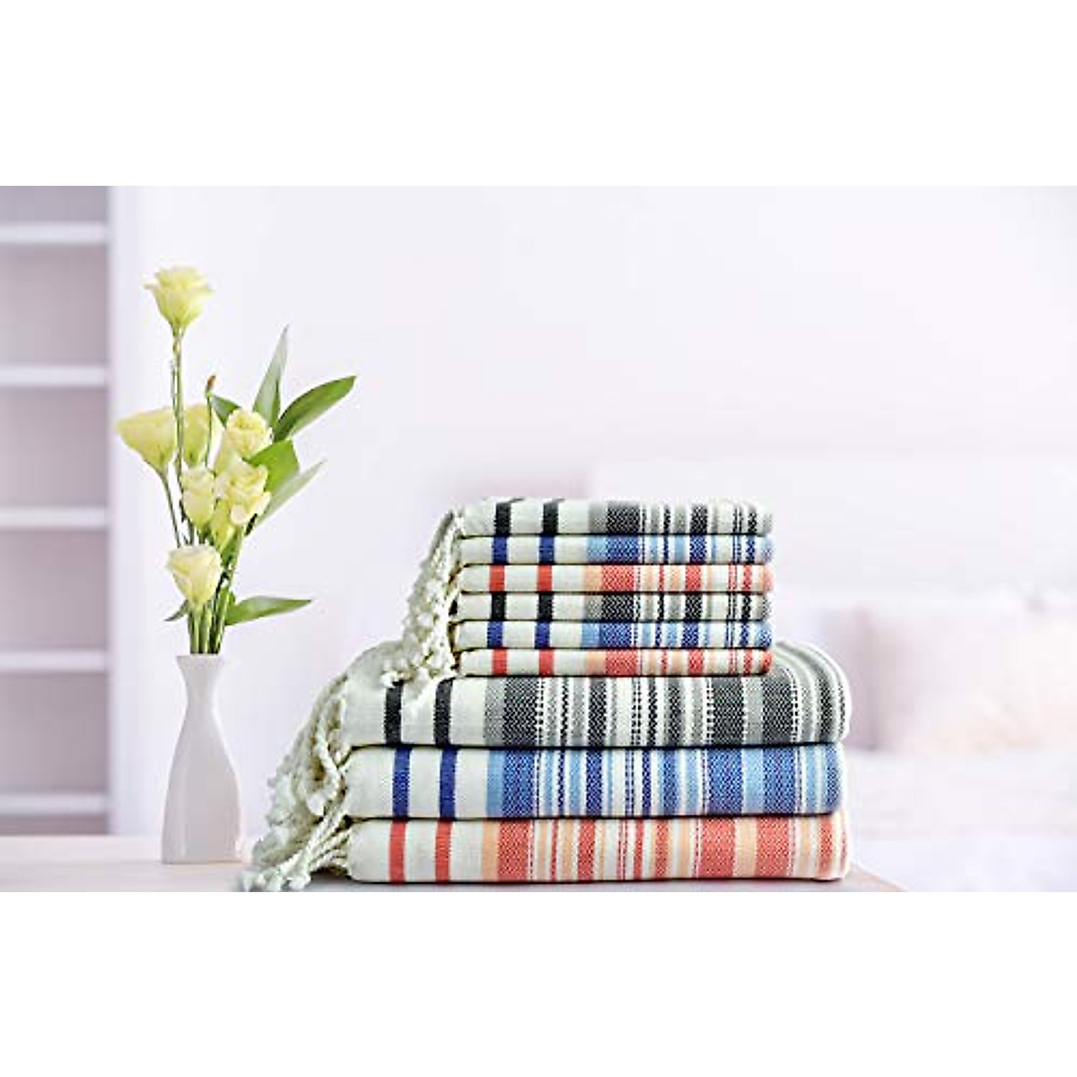 COTTON CRAFT- Fouta Hand Towel 12 Pack - Beach Bath Pool Travel Camp Sauna Gym Spa Party Lightweight Mediterranean Peshtemal Quick Dry Low Lint Oversized Absorbent Durable Sand Free - 20 x 30 Multi