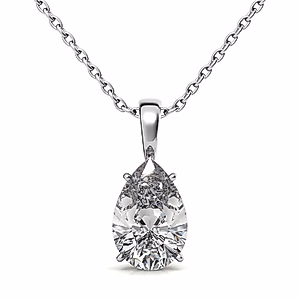 FACETS JEWELS 14K White Gold 1 carat 8.5 mm x 5.5 mm DEF Color Pear Cut Moissanite Classic 4 Prong Set Solitaire Simulated Diamond Pendant for Women Girls (AFP0031_14KW1)