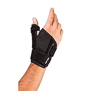 MUELLER Adjust-to-Fit Thumb Stabilizer - Unisex, Black, One Size Fits Most, Ideal for De Quervains Tenosynovitis Brace, Thumb Brace for Arthritis Pain and Support, Can be Worn on Both Hands, Black