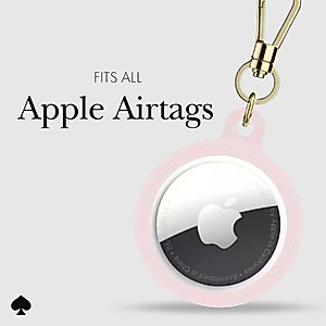 kate spade new york AirTag Holder with Gold Ring Clip - Protective Case for Apple AirTag - Hollyhock Cream