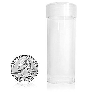 BCW Clear Quarter Coin Tubes with Screw-On Cap, Each Holds 40 Quarters (10-Tubes Total)