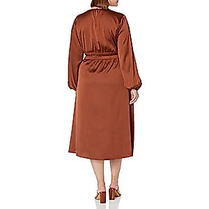 The Drop Women's Jacob Long Sleeve Cut Out Midi Dress, Tortoise Shell, XXL, Plus Size