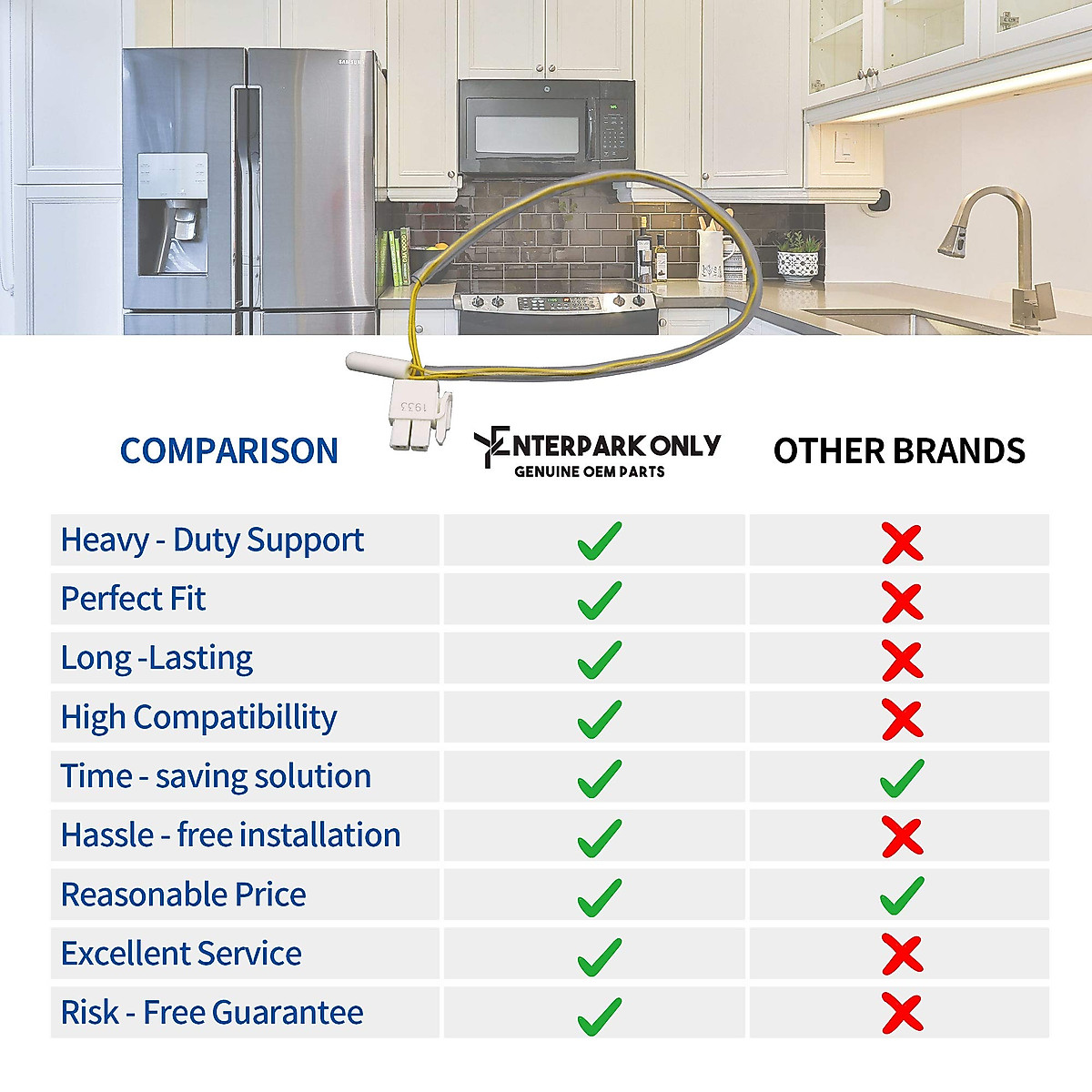 Enterpark DA32-00006S Replacement of Refrigerator Defrost Sensor Defrost Sensor Compatible with Samsung Replaces AP4308802 DA32-000065