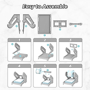 PONNOR Label Holder for Rolls and Fanfold Labels Shipping Labels Stand Desktop Thermal Printer DIY Accessory Business Supplies for Home, Office(Grey)