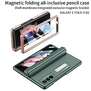 EAXER for Samsung Galaxy Z Fold 3 Case, with Screen Protector Hinge Protection & S Pen Holder Shockproof Rugged Stand Full Coverage Case Cover (Green)