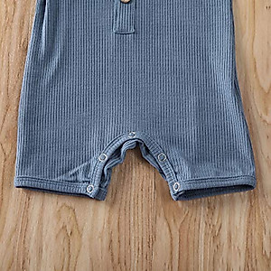Baby Girl Boy Romper Bodysuit Solid Plain One Piece Jumpsuits Sleeveless One Piece Baby Clothes Outfits Summer (Blue, 12-18 Months)