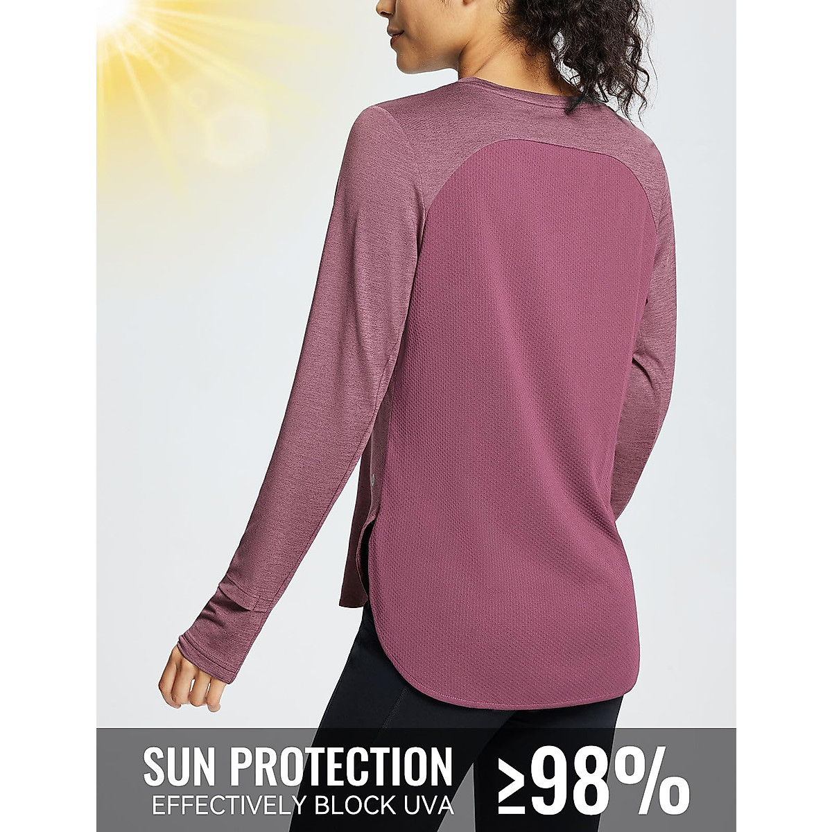 baleaf Women's Long Sleeve Running Shirts Workout Athletic Tops Quick Dry Lightweight UPF 50+ Purple M