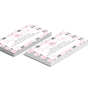 Paper Clever Party Pink Elephant Diaper Raffle Tickets for Baby Shower Games, Invitation Insert Cards, 2x3.5, 25 Pack