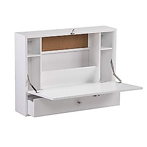 SEI Furniture Willingham Wall Mount Folding Desk, White