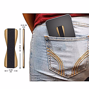 Universal Phone Grip for Most Smartphones, Mini Tablets and Cases, Gold Colored Base with Black Strap, LH-01Gold