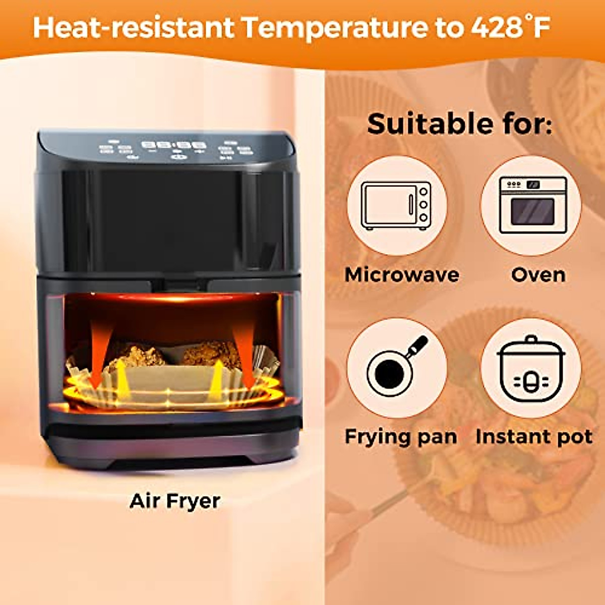 Disposable Air Fryer Paper Liners: 100PCS 8 Inch Square Liners for Air Fryer, Grease and Water Proof Non Stick Basket Parchment Paper