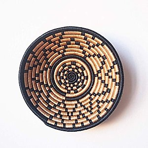 Small African Basket- Kitale/Rwanda Basket/Woven Bowl/Sisal & Sweetgrass Basket/Tan, Black