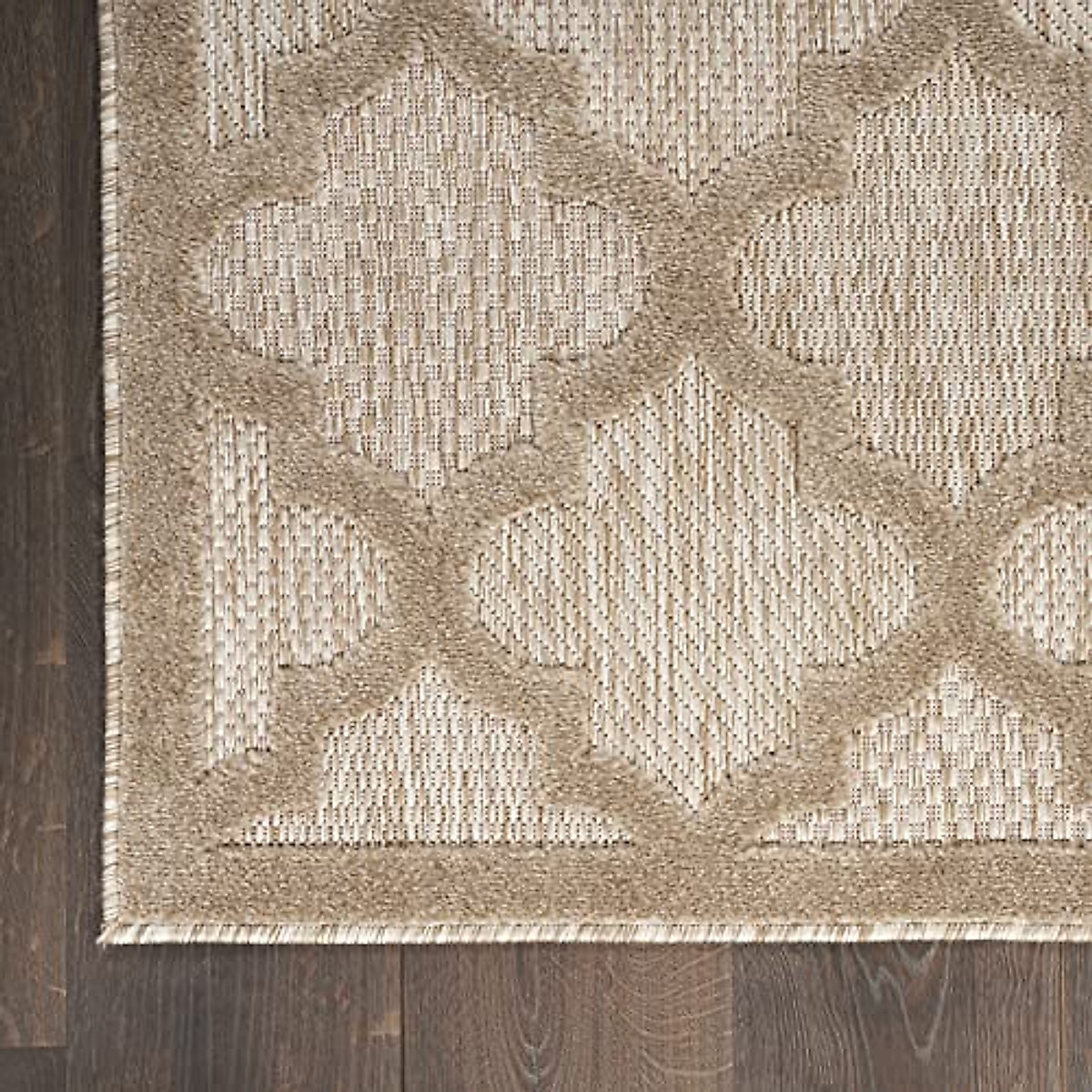 Nourison Easy Care Moroccan Natural Beige 5' x 7' Area -Rug, Trellis, Easy -Cleaning, Non Shedding, Bed Room, Living Room, Dining Room, Backyard, Deck, Patio (5x7)
