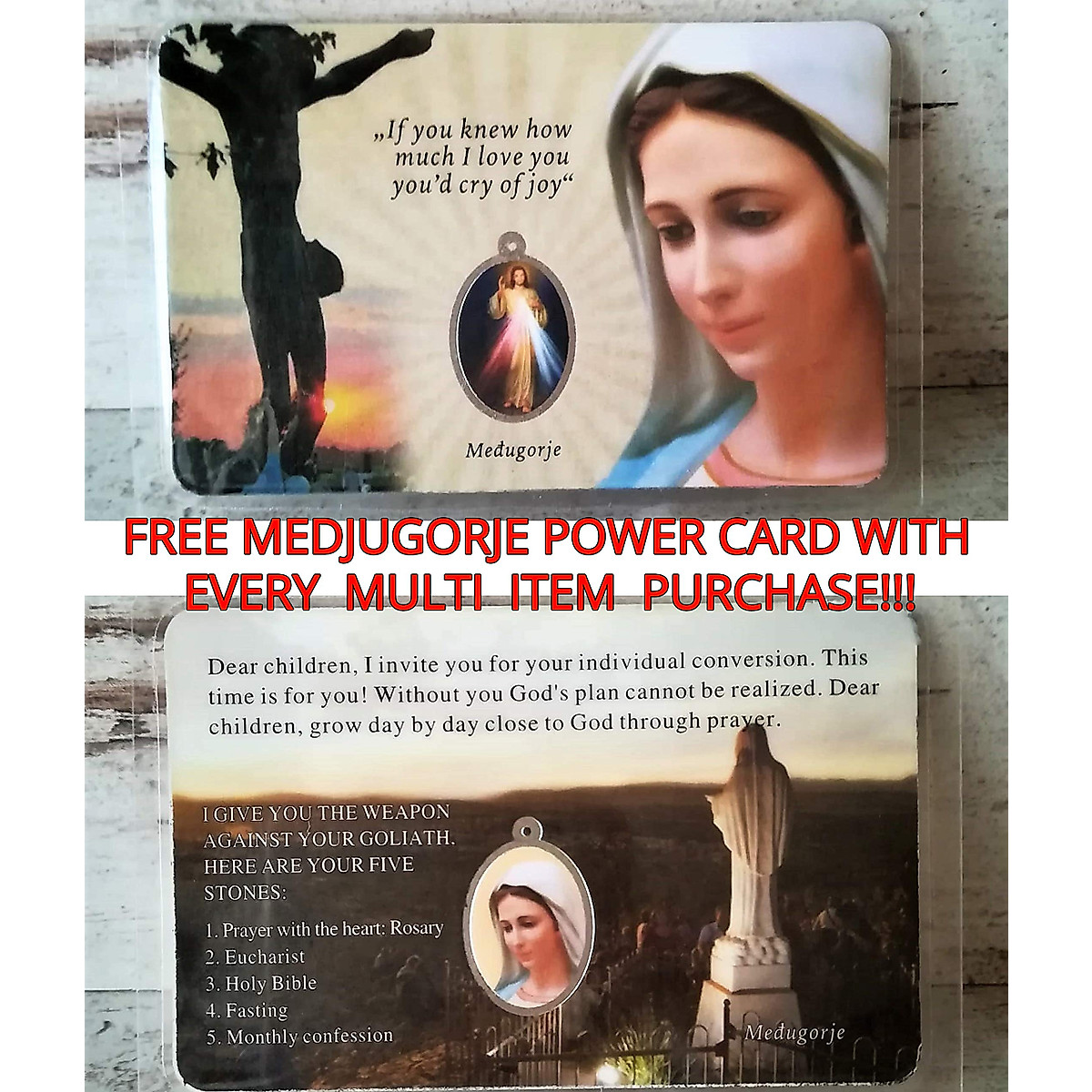 Medjugorje Rosary - Apparition Hill Soil, Wooden Beads St Benedict Catholic Rosary Necklace, Baptism Rosary Favors