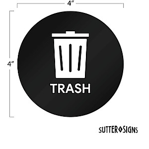 Sutter Signs Trash Compost Recycle Stickers for Trash Can 6pc Combo Set | Weatherproof Waste Management Decal Label Signs for Garbage Cans and Recycling Bins