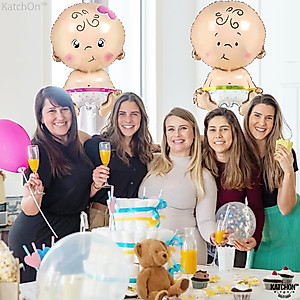 KatchOn, Baby Gender Reveal Balloons Set - 32 Inch, Pack of 2 | Baby Balloons, Gender Reveal Decorations | Baby Boy Balloons and Baby Girl Balloons, Twin Baby Shower Decorations | Boy Or Girl Balloon