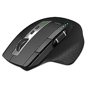 Rapoo Bluetooth Wireless Mouse, 4 Adjustable DPI Rechargeable Bluetooth Mouse, Multi-Device (3 Bluetooth+USB) Programmable Ergonomic Mouse with Side Roller, Laser Mouse for Laptop Desktop PC