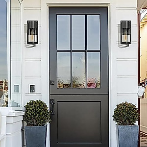 classy leaves Black Outdoor Wall Lights, Farmhouse Cylinder Exterior Porch Lights Wall Sconce Lighting, 2 Pack Waterproof Patio Outdoor Light Fixtures