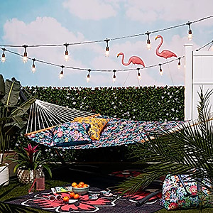 Vera Bradley by Classic Accessories Water-Resistant Outdoor Throw Pillow with Poms, 18 x 18 x 8 Inch, 2 Pack, Happy Blooms