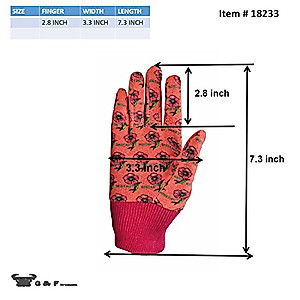 G & F Products 1823-3 JustForKids Soft Jersey Kids Garden Gloves, Kids Work Gloves, 3 Pairs Green/Red/Blue per Pack