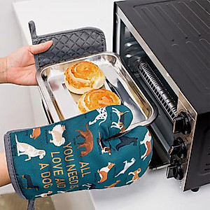 All You Need is Love and A Dog，Oven Mitts and Pot Holders Sets of 2，Funny Oven Mitt，Friend Birthday Gift，Dog Lover Gift，Birthday Gift for Dog Owner，Dog Lover， Dog Mom