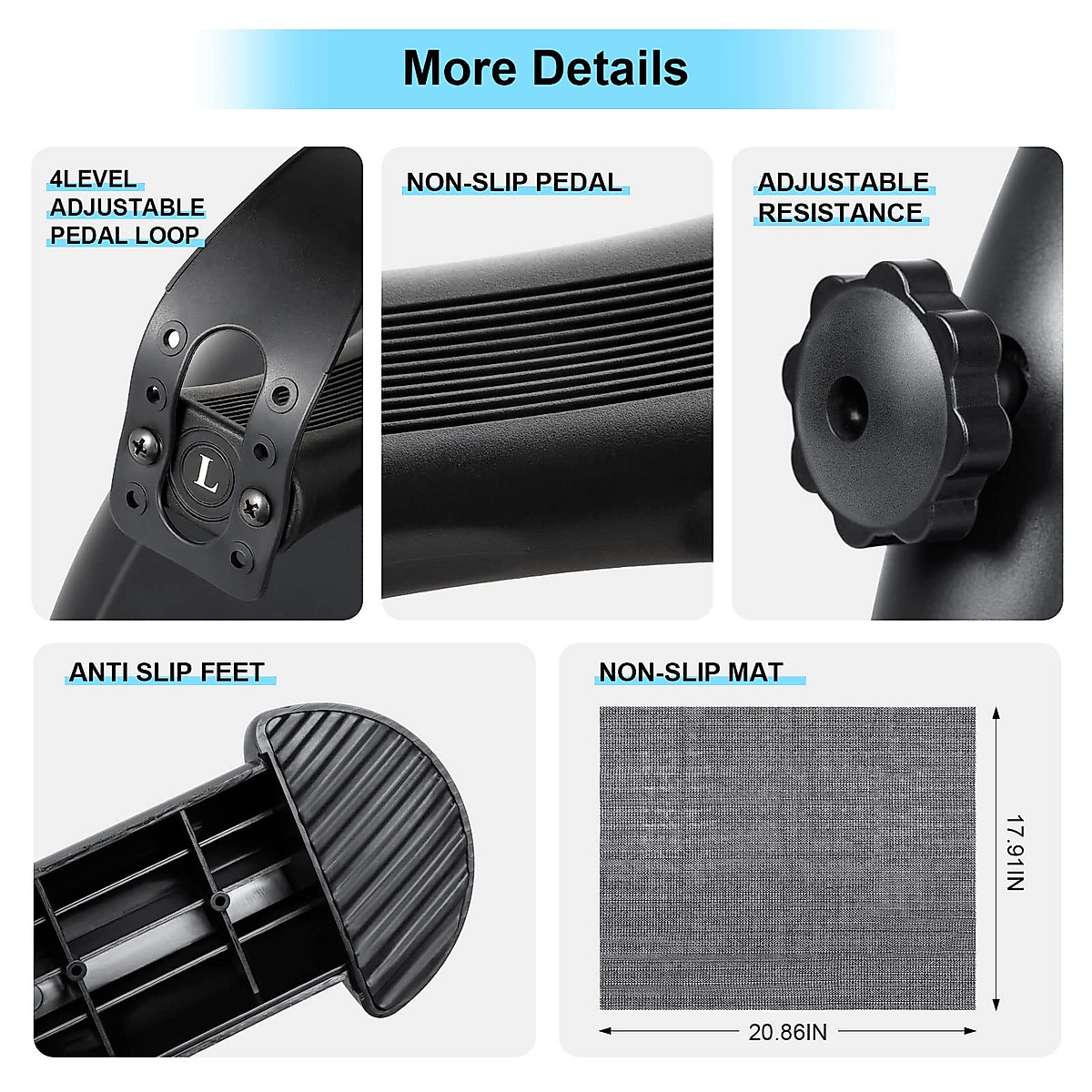 Uten Mini Exercise Bike, Under Desk Bike Pedal Exerciser, Under Desk Bike, Arm & Leg Peddler Machine with LCD Screen Displays, Portable Cycle (Cool Black)