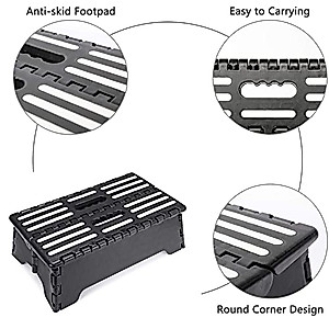 5 inch Portable Folding Step Stool(Black),Opens Easy in Indoor and Outdoor Universal,Durable Plastic Material Supports 300 lbs,Folding Ladder Storage for Kitchen,Toilet,Bathroom, Bedroom,Camping ect