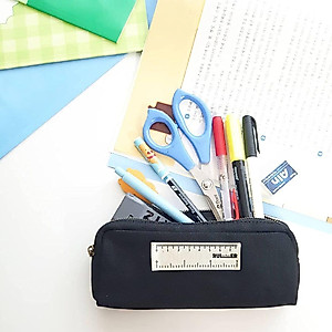 Trilly Canvas Pencil Case Pouch with Ruler I Larger Capacity Simple Pencil Pouch I School Small Pencil Bag For Boys & Girls I Holds Pencil, Pen, Personal Items & Desk Organizer Cute Pen Pouch Black