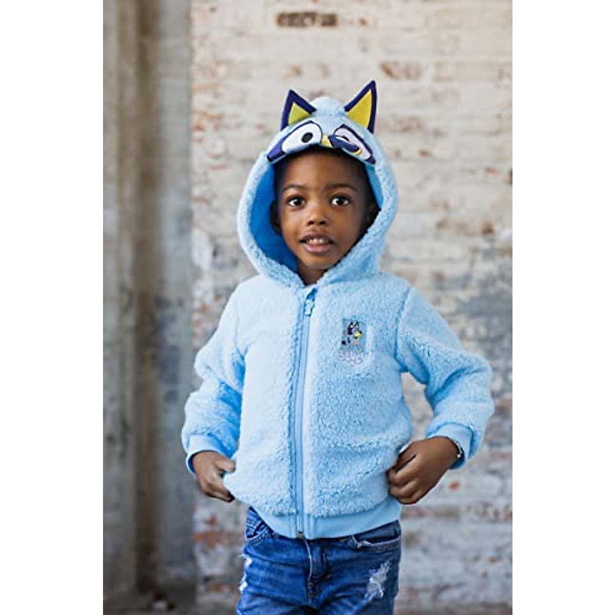 Bluey Little Boys Cozy Sherpa Zip Up Cosplay Hoodie 6 Blue