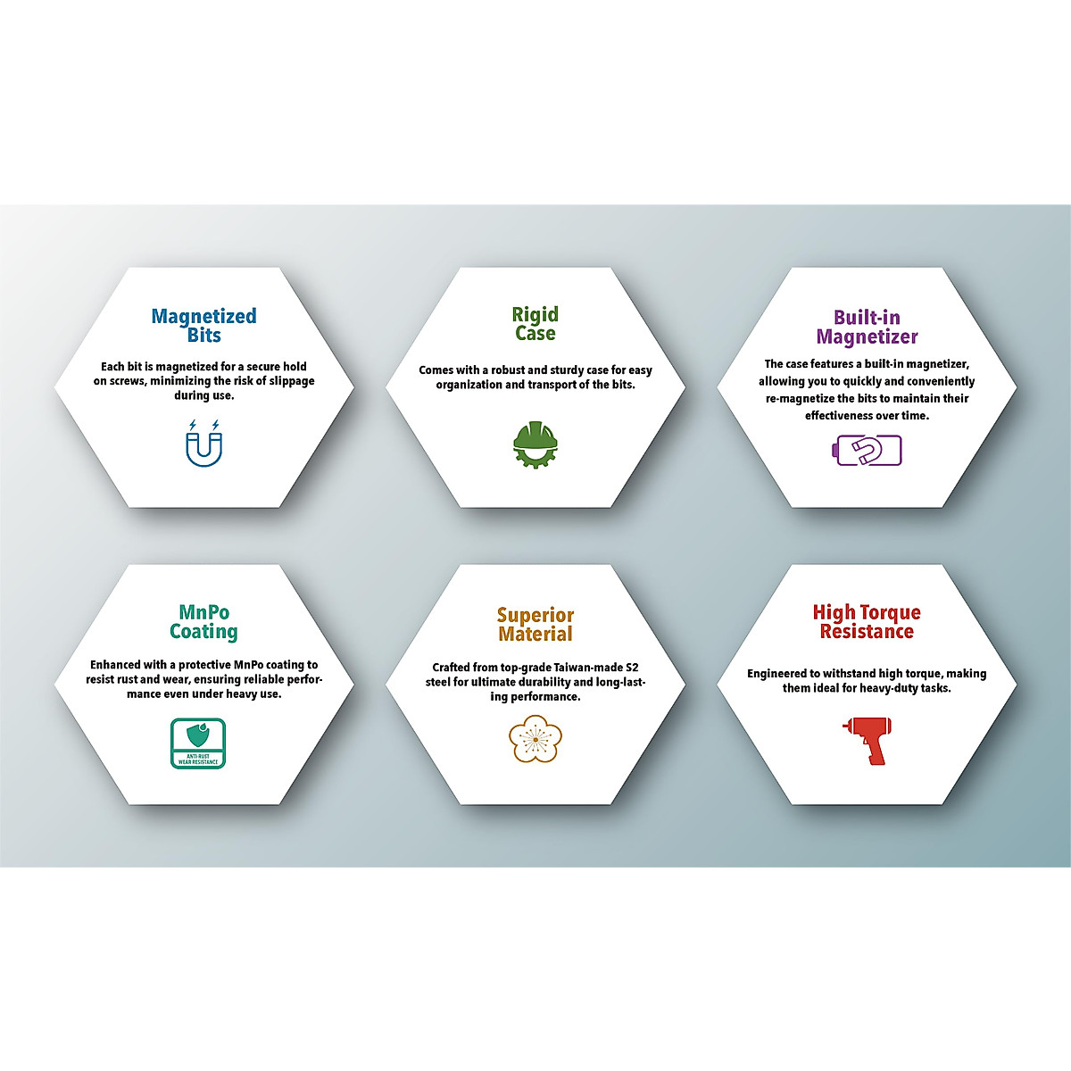 Impact-Rated #2 Phillips Bits 25 pcs Set 2 inch (50mm) Long - Strongly Magnetized for Non-Slip, Tough Taiwan S2 Steel, Manganese Anti-Rust Coating, Includes Rigid Case with Magnetizer