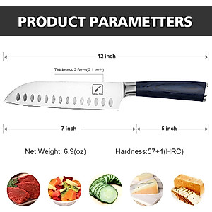 imarku Kitchen Knife 7 Inch Santoku Knife Ultra Sharp Chopping Knife - 7Cr17Mov Japanese Chefs Knife, Vegetable Knife, Best Cooking Knife Choice & Kitchen Gadgets 2023 (Blue)