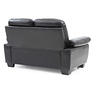 Glory Furniture Marta Upholstered Love Seat, Black Faux Leather