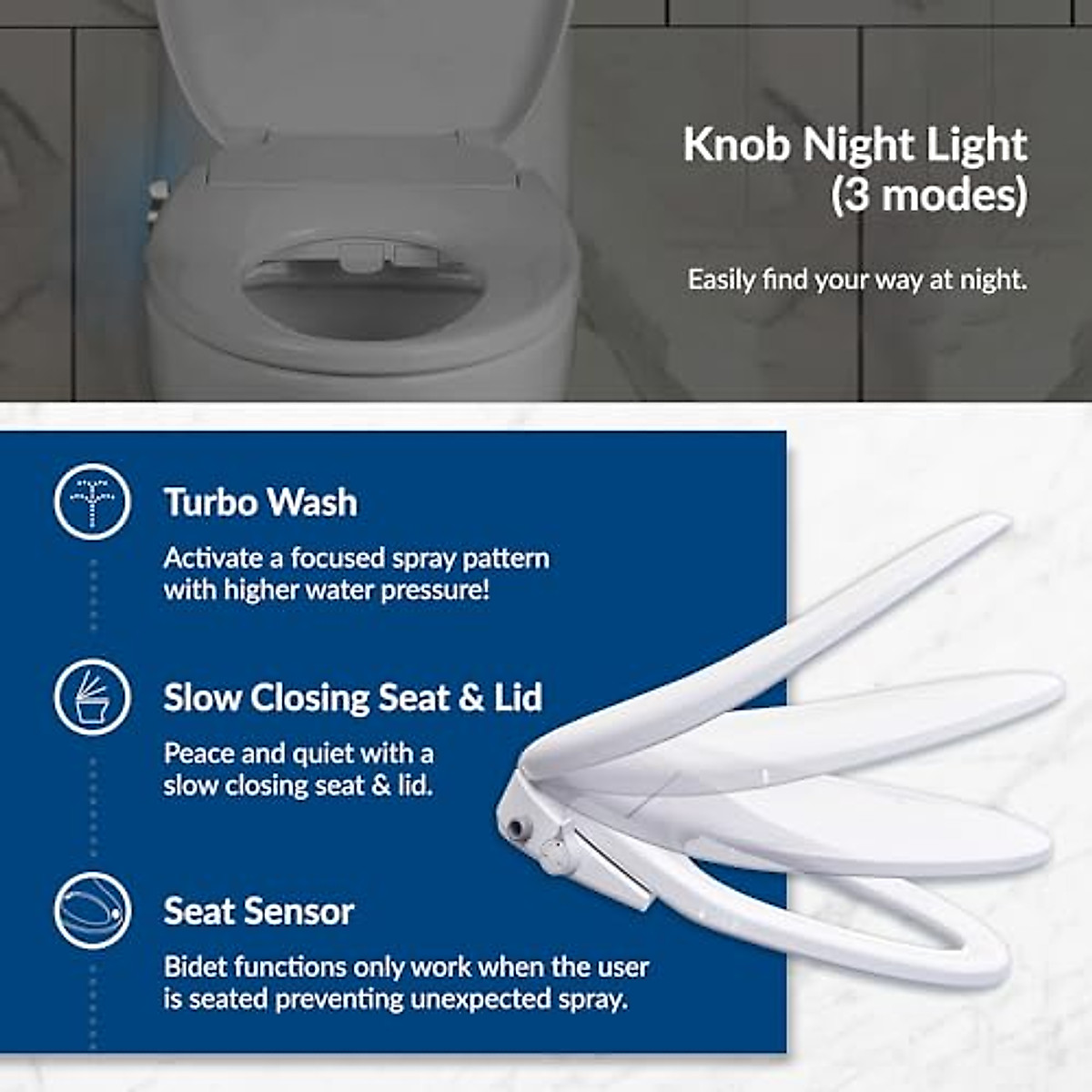 Bio Bidet 7ZBB500E BB500 Low Profile Electric Bidet Toilet Warm Water, Heated Seat and Set of 6 Drying Towelettes, Elongated, White