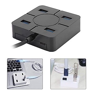 Docking Station, Black USB Hub, Hub, USB3.0 High Speed Transmission for Keyboard U Disk for Mouse Card Reader(Black)