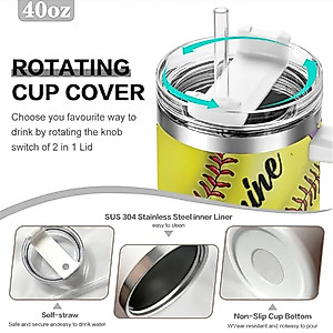 Catygift - Colorful Softball Player - Gift For Sport Lover - Personalized Customized 40oz Tumbler With Handle Can Change Color