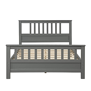Harper & Bright Designs Full Bed Frame for Boys and Girls Wood Full Size Platform Bed with Headboard and Footboard and Slat Set, No Box Spring Needed