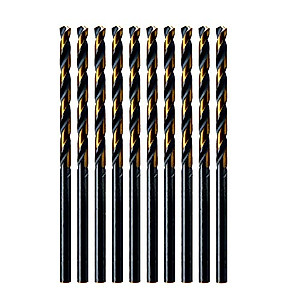 MAXTOOL 1/16" 10pcs Identical Jobber Length Drills HSS M2 Twist Drill Bits Fully Ground Black & Bronze Straight Shank Drills; JBF02H10R04P10