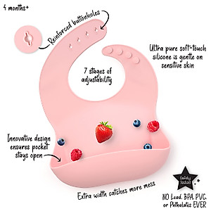 PrimaStella Silicone Baby Bibs – Soft Adjustable Waterproof Bib Set of 2 for Babies & Toddlers | BPA Free