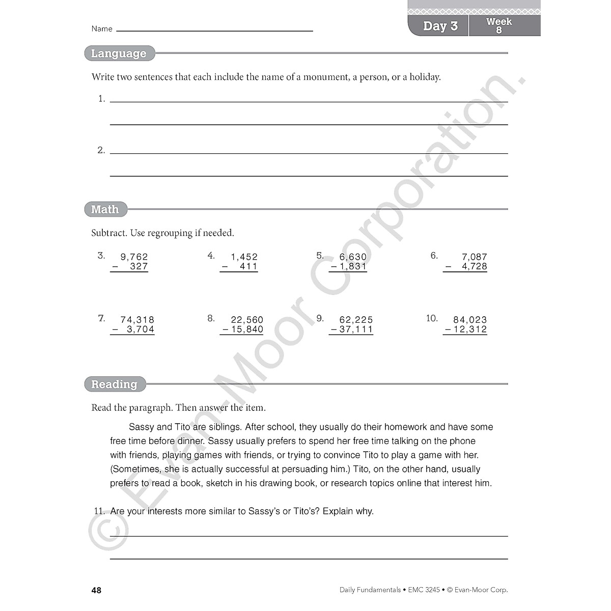 Evan-Moor Daily Fundamentals, Grade 5